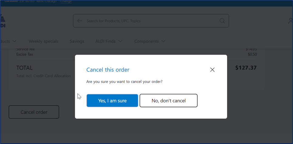 Canceling An Online Order I Customer Support ALDI